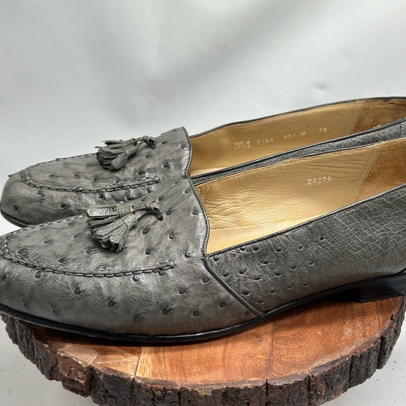 Mezlan | Shoes | Mezlan Genuine Ostrich Tassel Gray Grey Loafers Slip ...